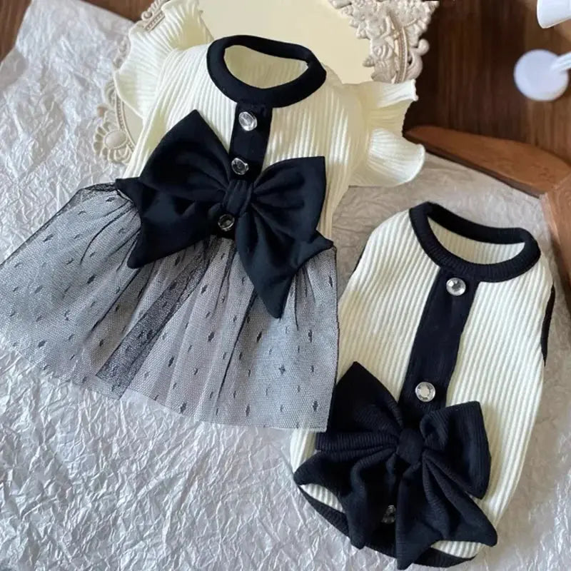 Elegant Black Lace Dog Princess Dress for Small Dogs – Poochi Paws
