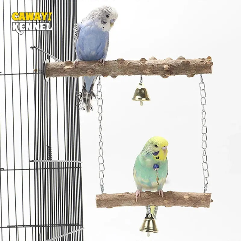 Double-Layer Parrot Stand with Beak & Claw Grinder – Poochi Paws